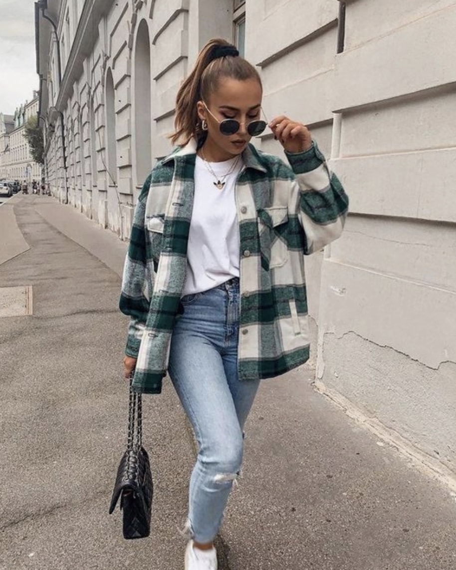 How To Style An Oversized Flannel: Layer, Mix, Tied on Waist